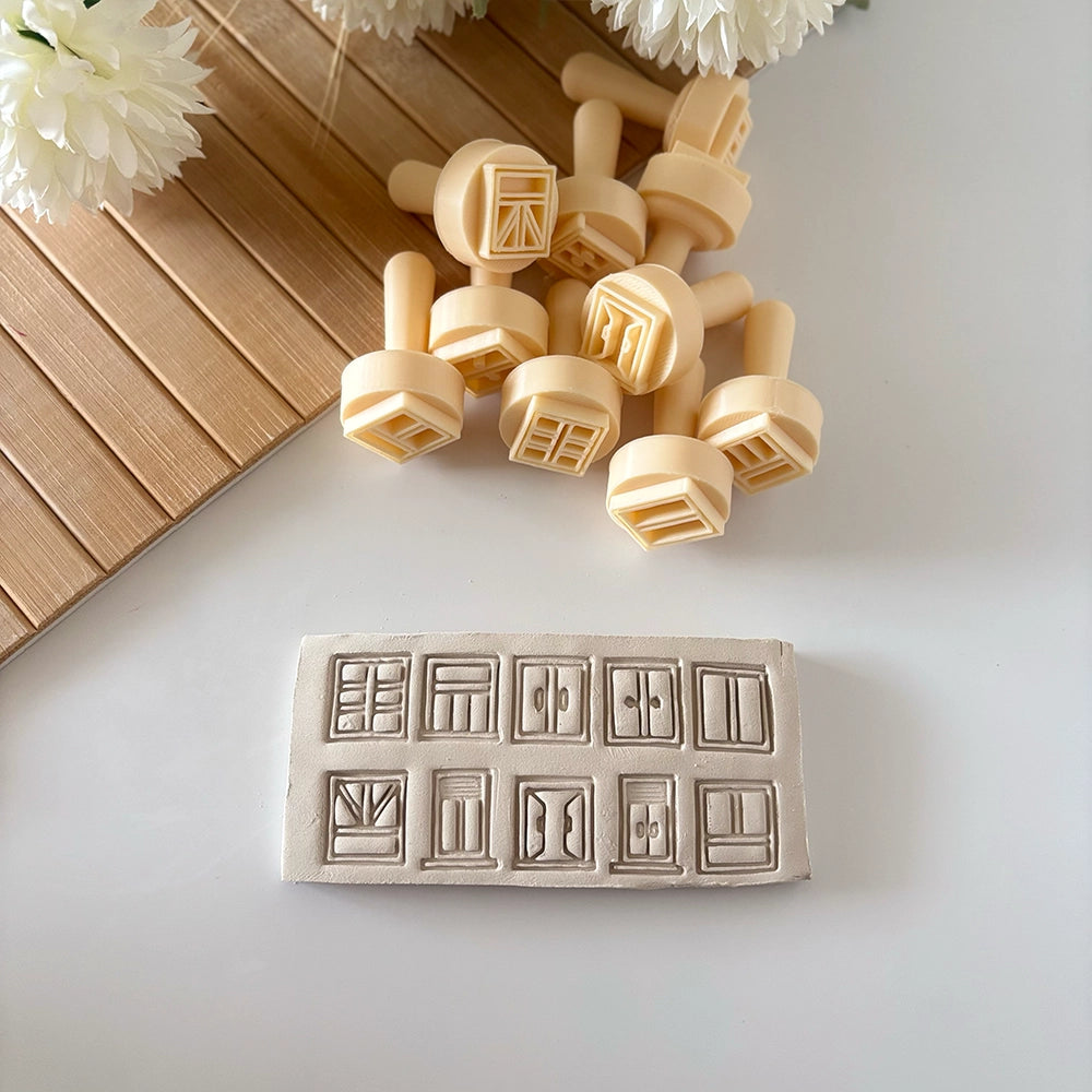 10'lu Kare Pencere Polimer Kil Stamp Seti – Kalipix